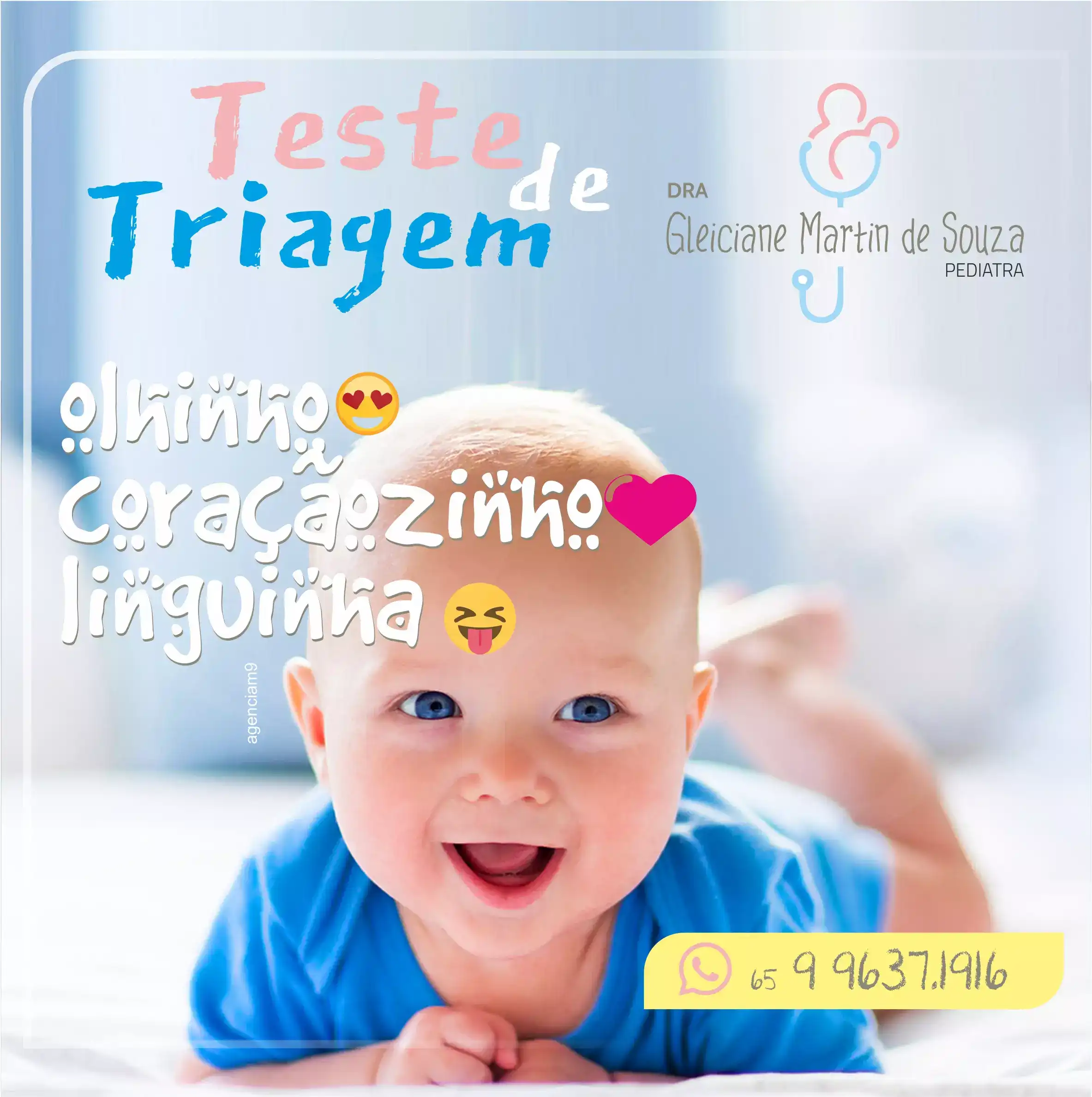 Propaganda Teste de Triagem Olhos, Coração e Língua Clinica Pediatria e ...