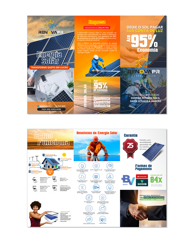 Trifolio Folheto Folder Panfleto Serviços de Energia Solar Energia ...
